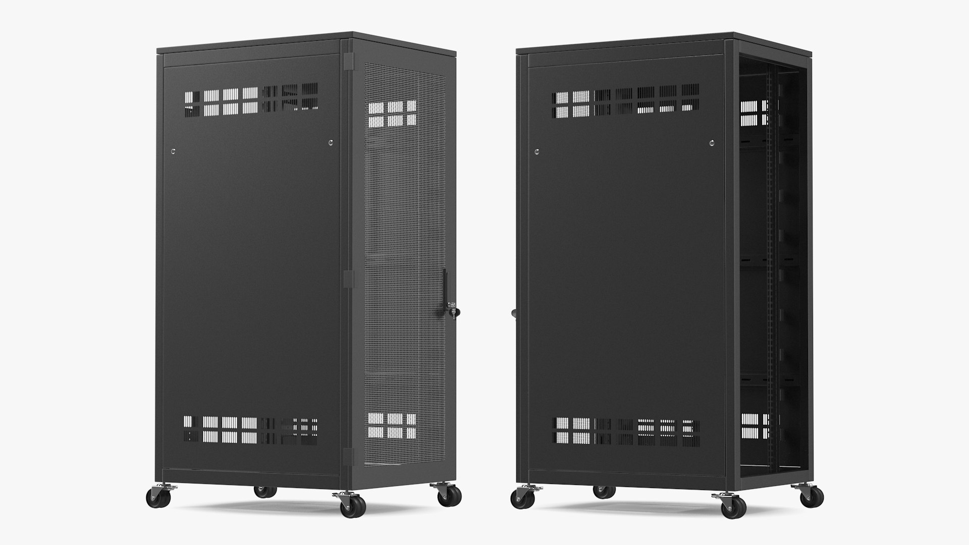 Black 33U Floor Standing Rack Cabinet 3D model - TurboSquid 1845140