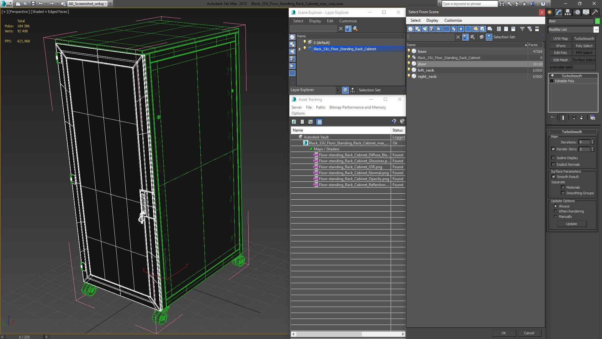 Black 33U Floor Standing Rack Cabinet 3D model - TurboSquid 1845140