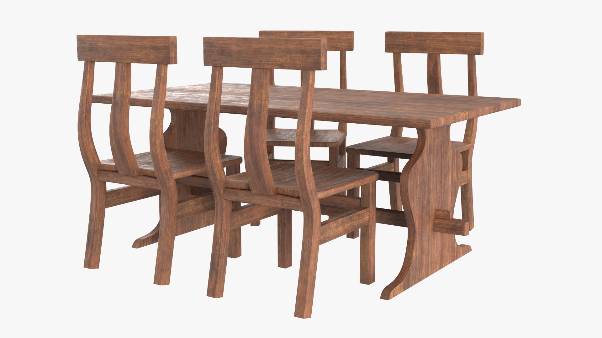 3D Rustic Table With Chairs - TurboSquid 2406426