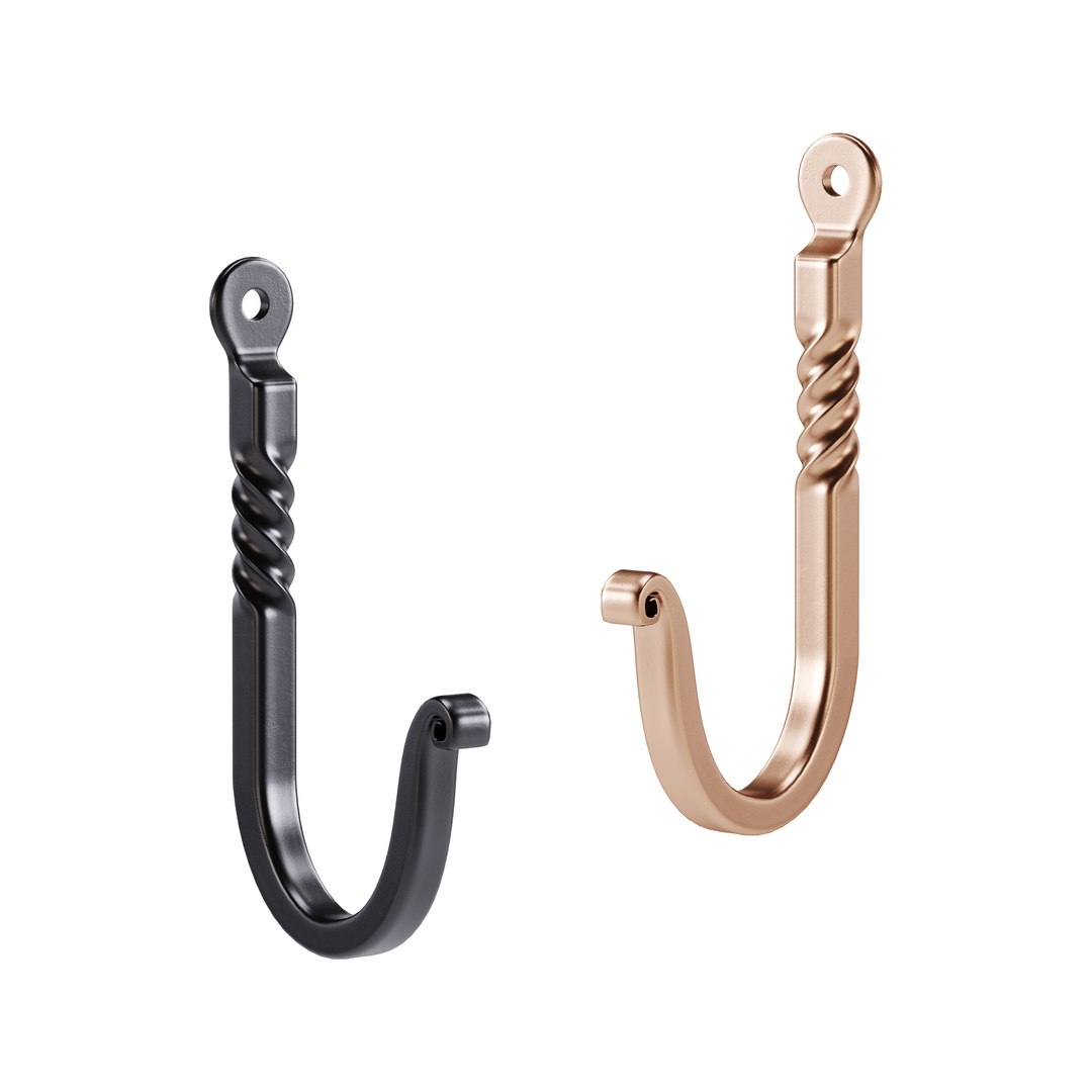 Black Wrought Iron Wall Mount Hooks 3D - TurboSquid 2276702