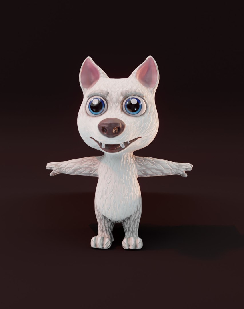 Cartoon White Wolf Animated Model 3D - TurboSquid 1822628
