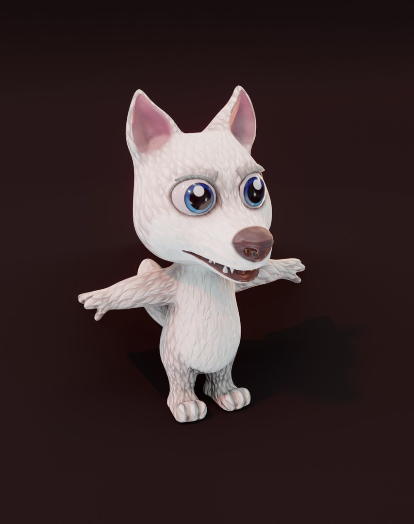 Cartoon White Wolf Animated Model 3D - TurboSquid 1822628