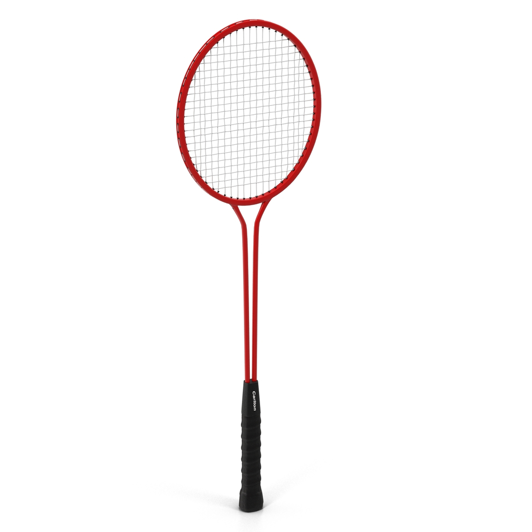3d badminton racket 2 red model