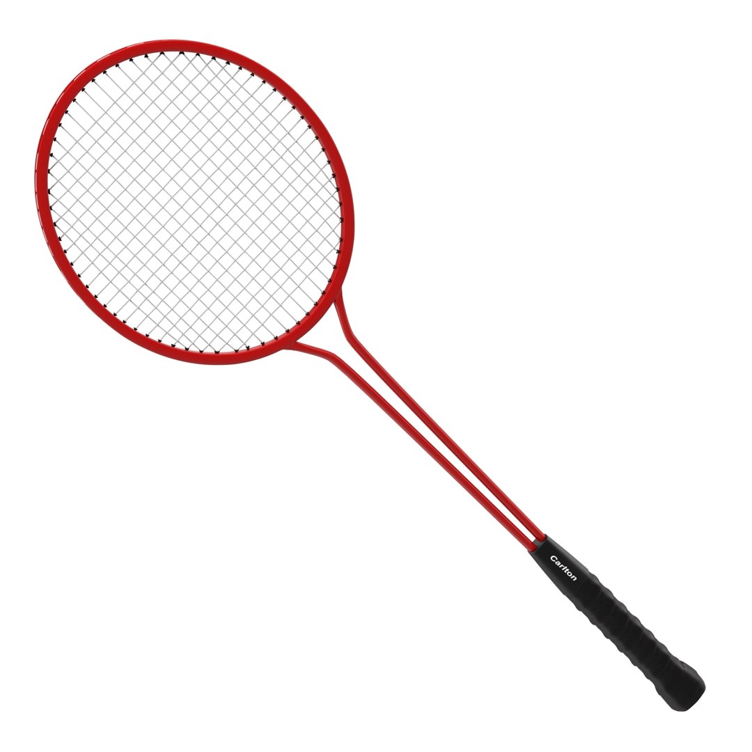 3d badminton racket 2 red model