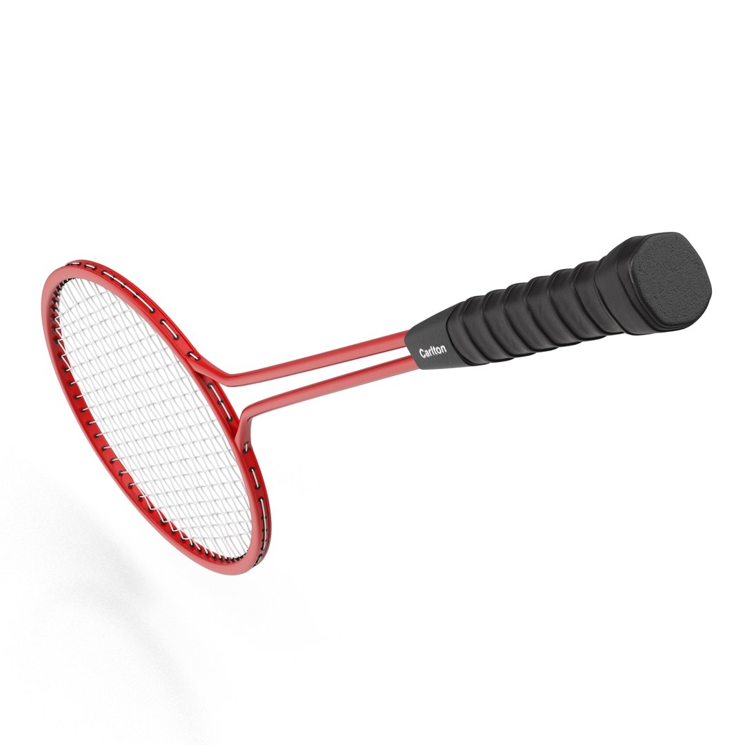 3d badminton racket 2 red model