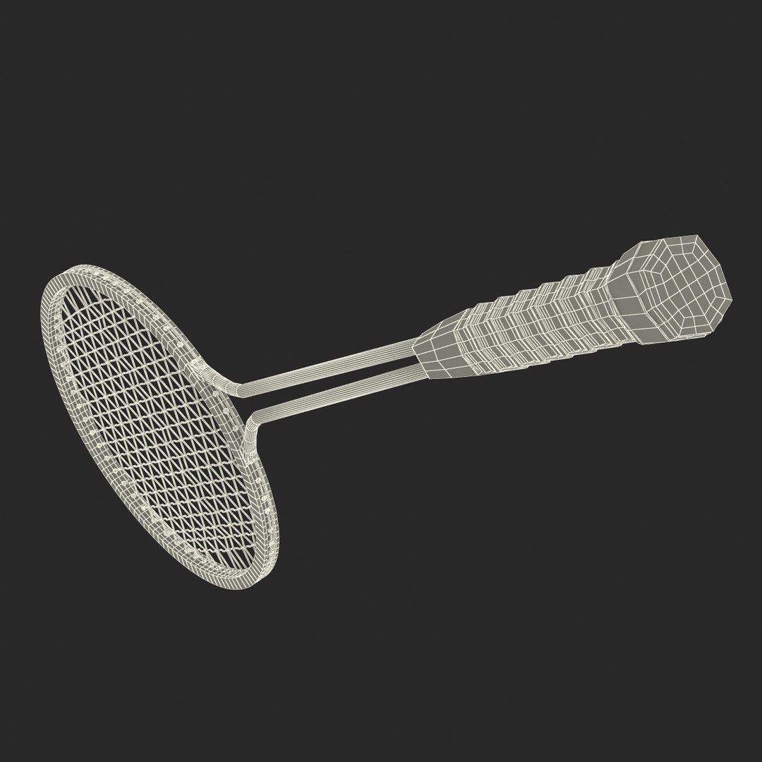 3d badminton racket 2 red model