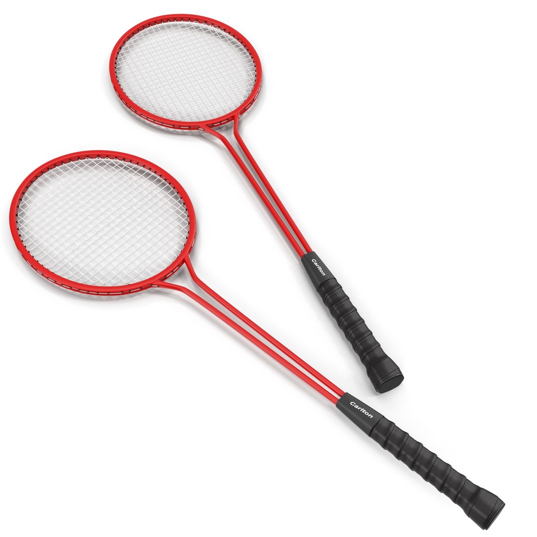 3d badminton racket 2 red model