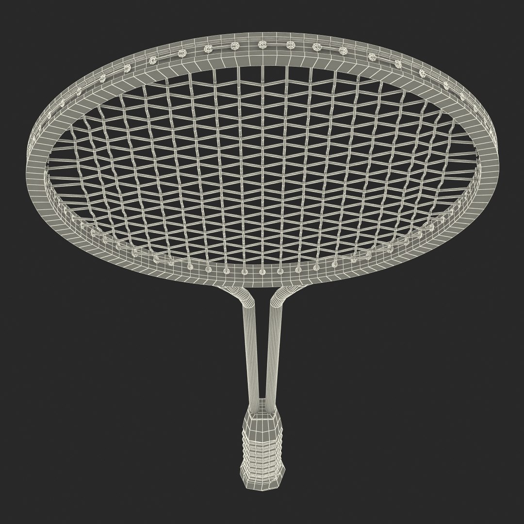 3d badminton racket 2 red model
