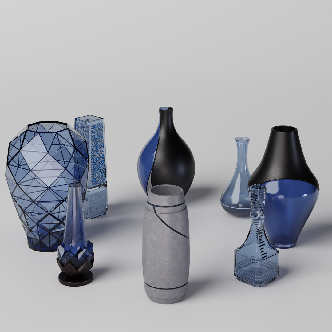 3D 8 modern futuristic vases - TurboSquid 2164900