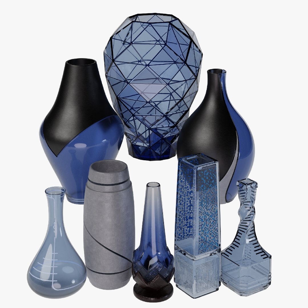 3D 8 modern futuristic vases - TurboSquid 2164900