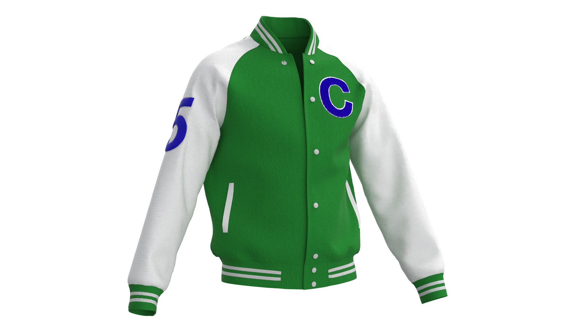 Male Raglan Varsity Jacket 3D Model - TurboSquid 2198437