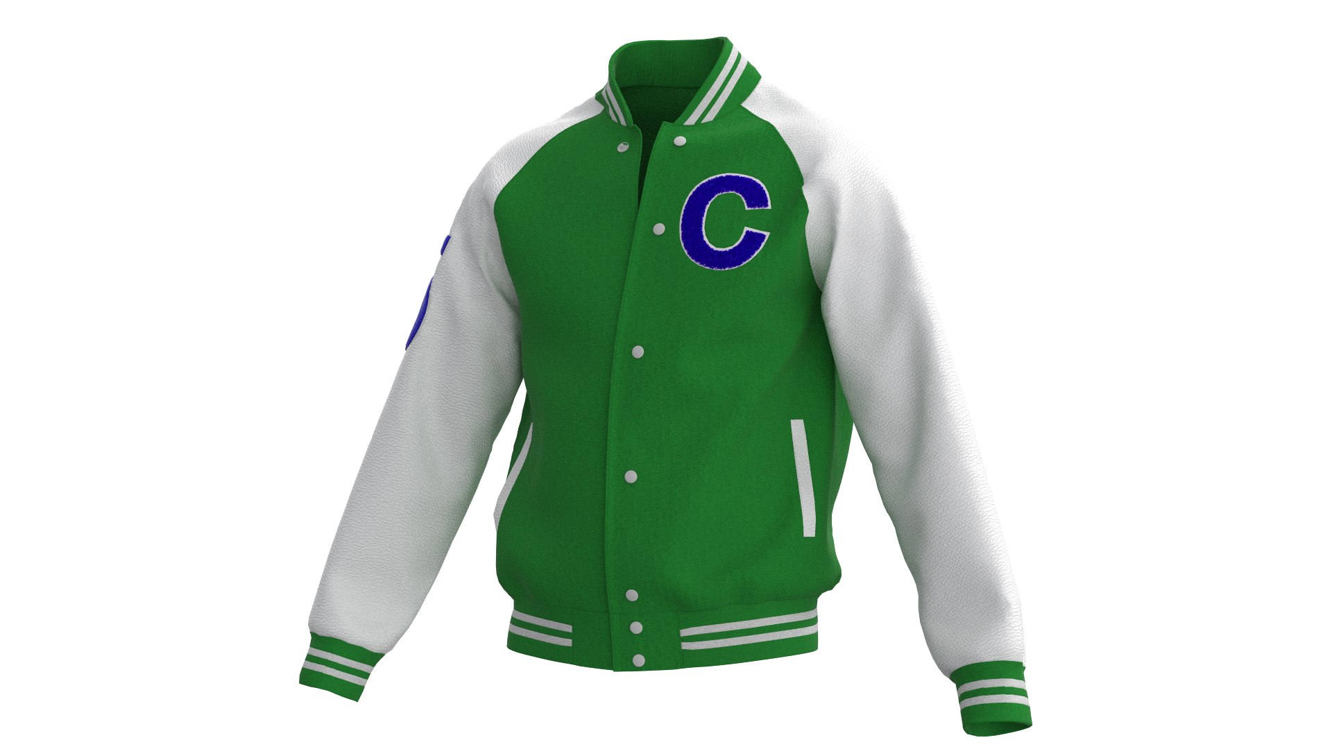 Male Raglan Varsity Jacket 3D Model - TurboSquid 2198437