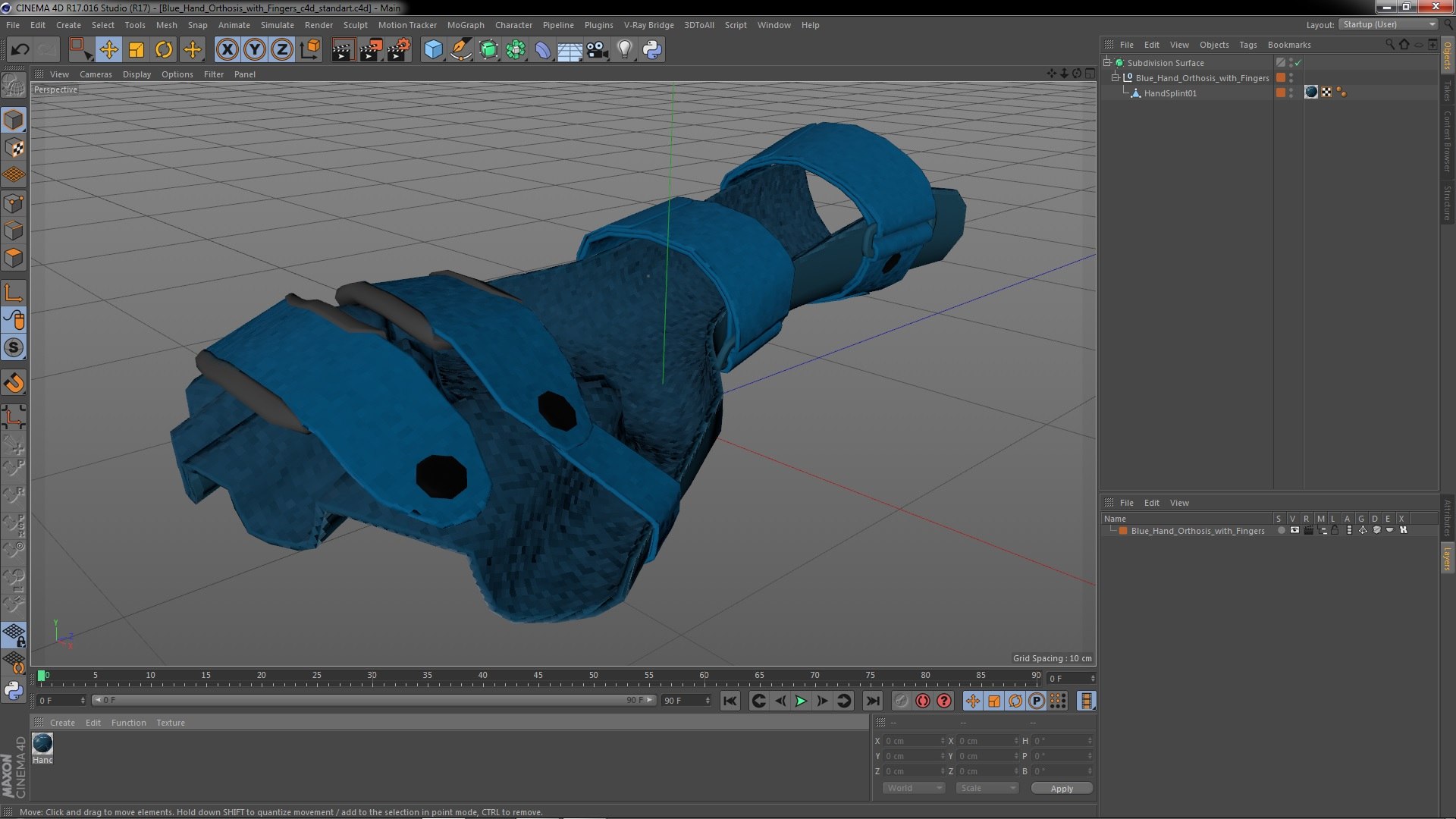 Blue Hand Orthosis With Fingers 3D Model - TurboSquid 2121910