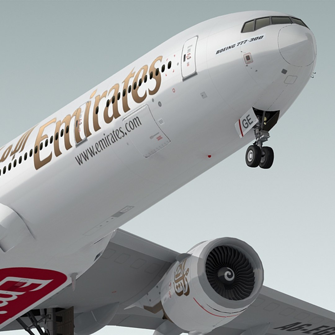 3d Model Boeing 777-300 Plane Emirates
