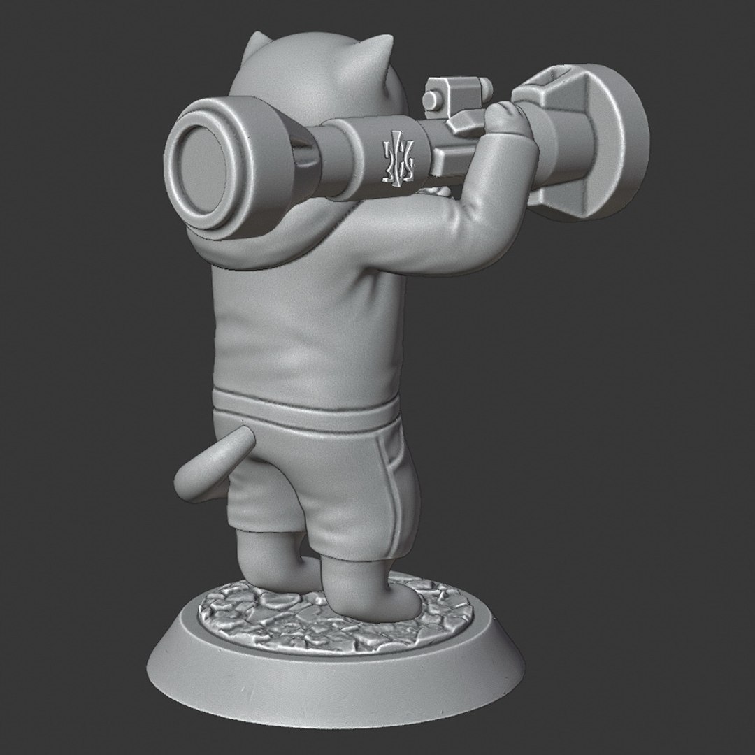 Ukrainian War Cat with NLAW Rocket Launcher 3D print model model ...