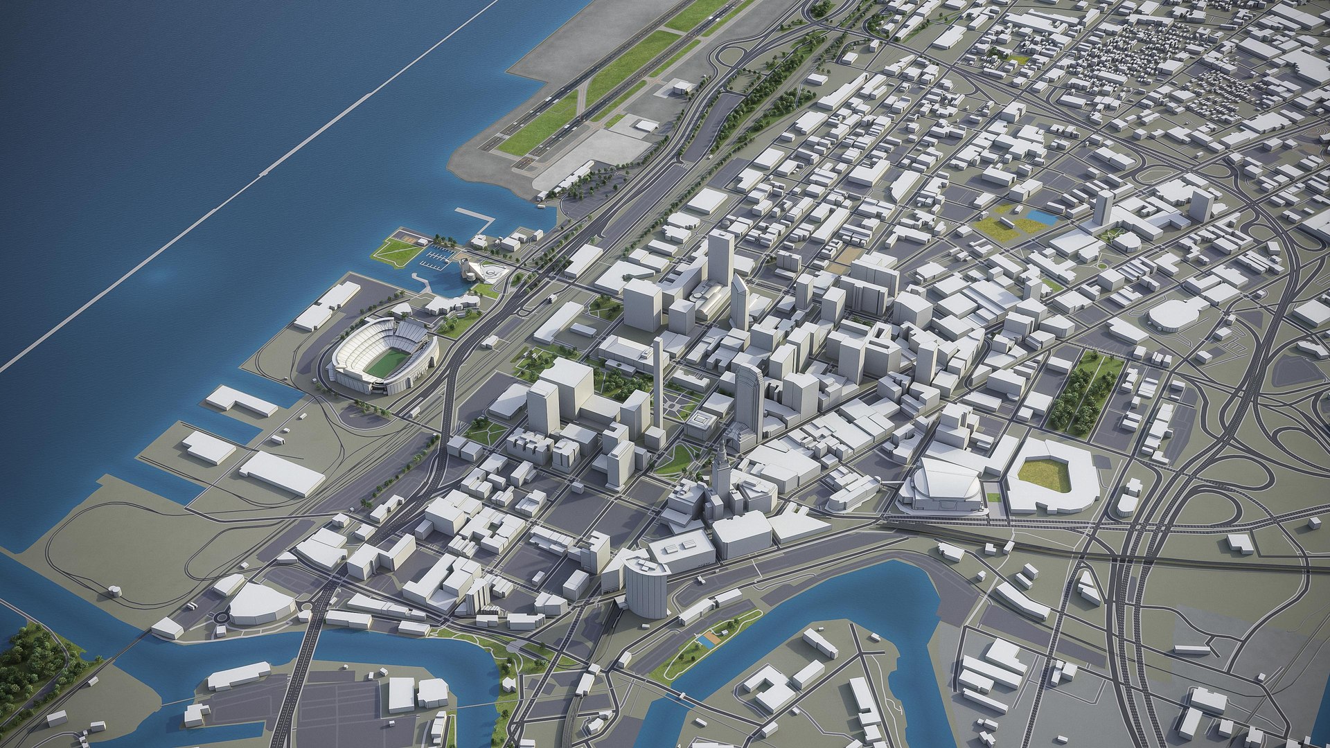 City Cleveland Surrounding Area 3D Model - TurboSquid 1403356
