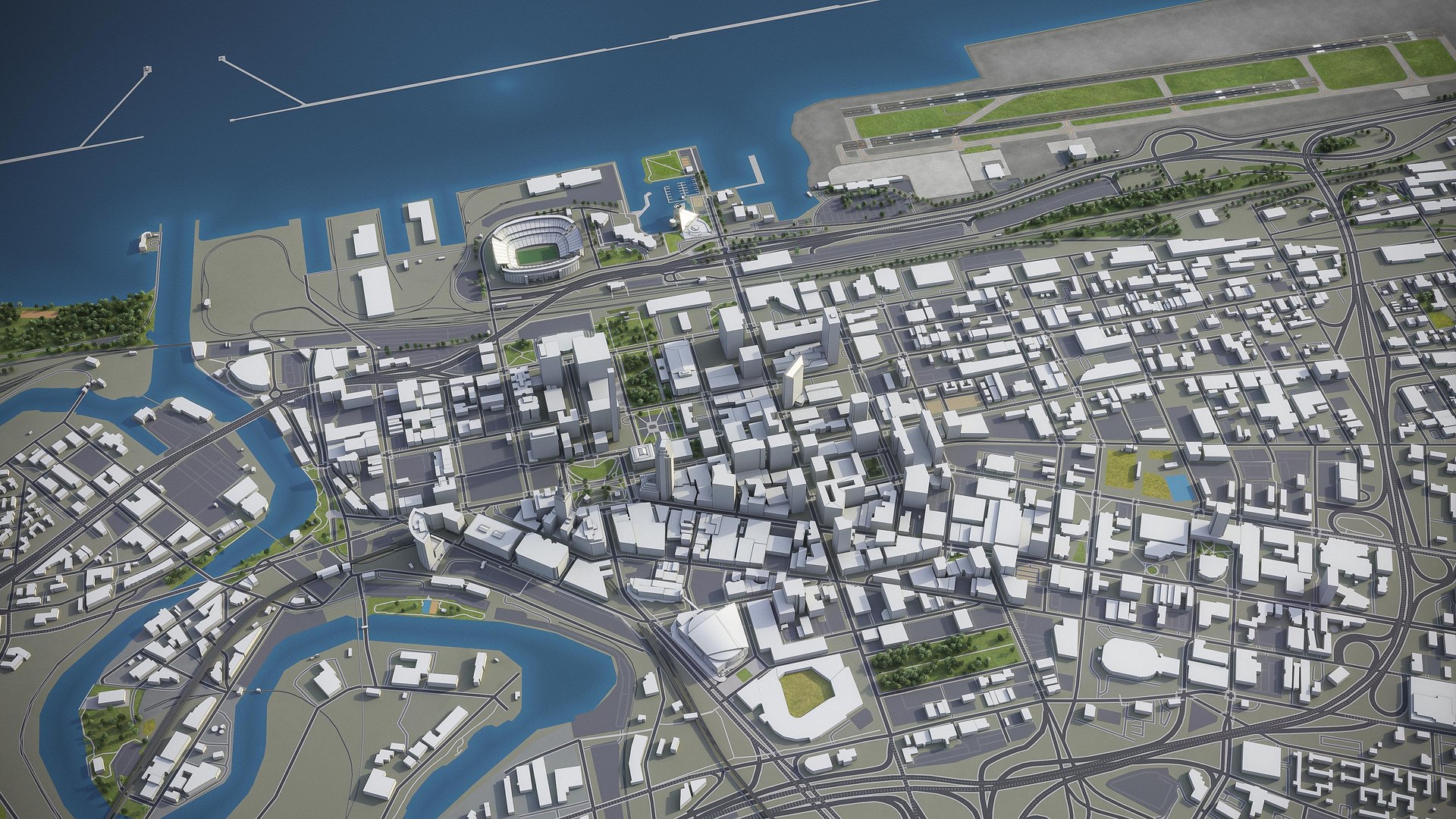 City Cleveland Surrounding Area 3D Model - TurboSquid 1403356