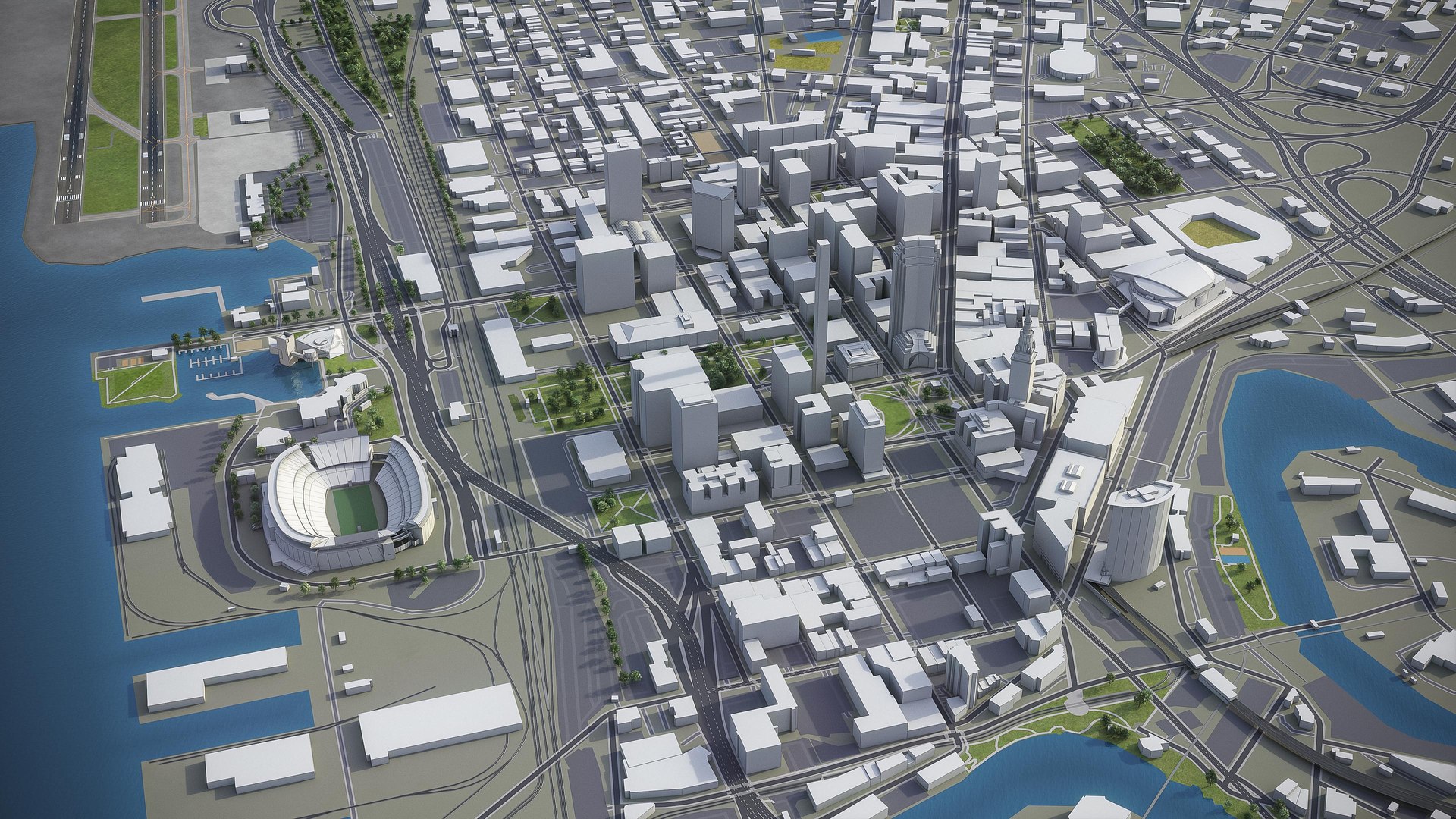 City Cleveland Surrounding Area 3D Model - TurboSquid 1403356
