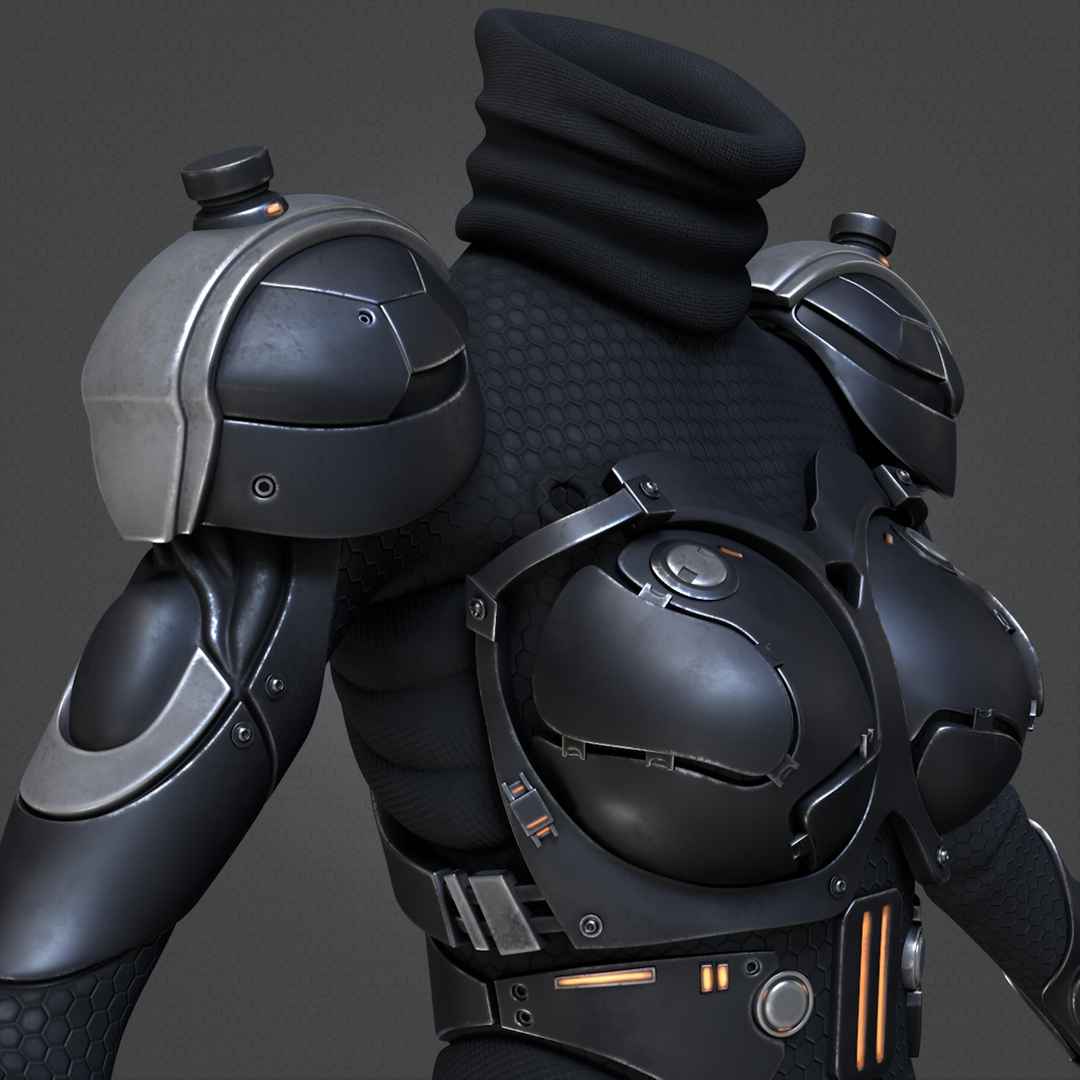 3d model of sci-fi suit female