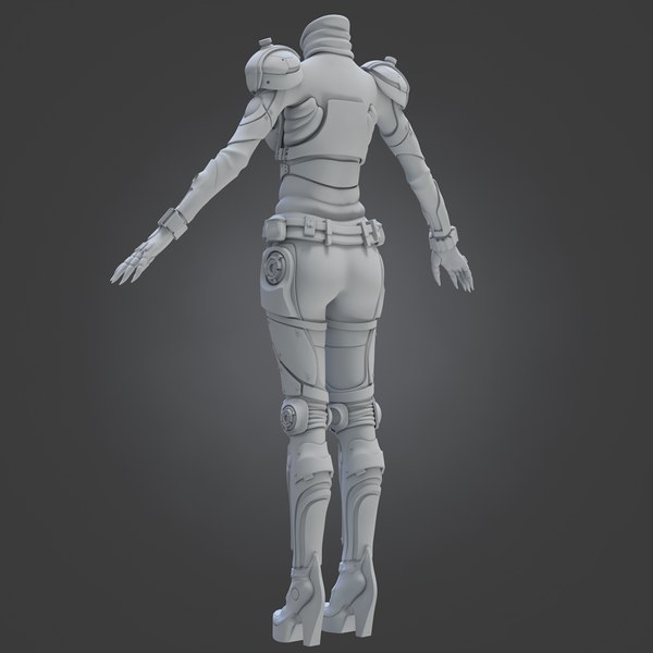 3d model of sci-fi suit female