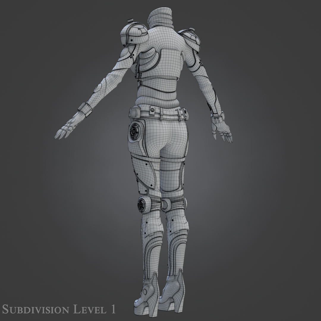 3d model of sci-fi suit female