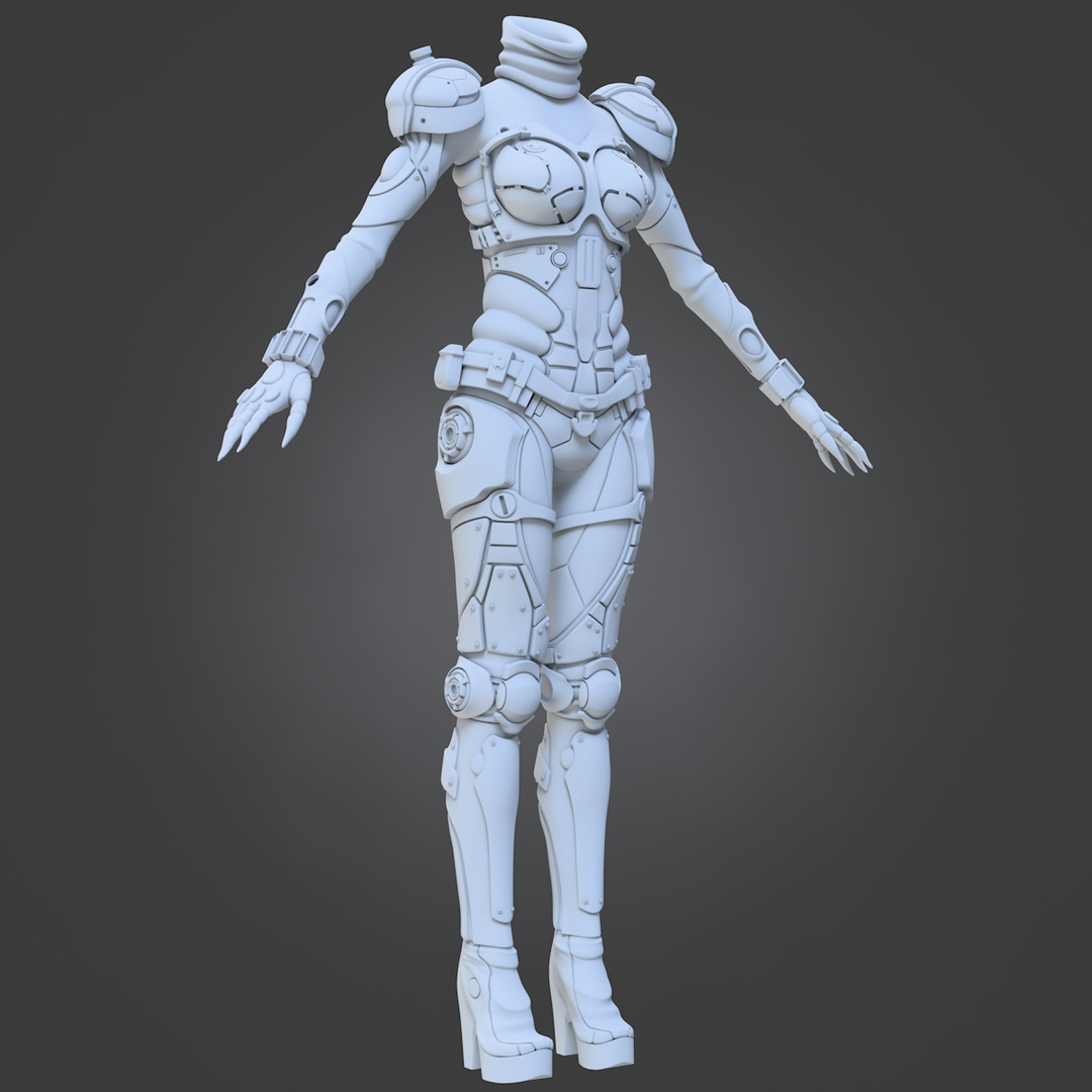 3d model of sci-fi suit female