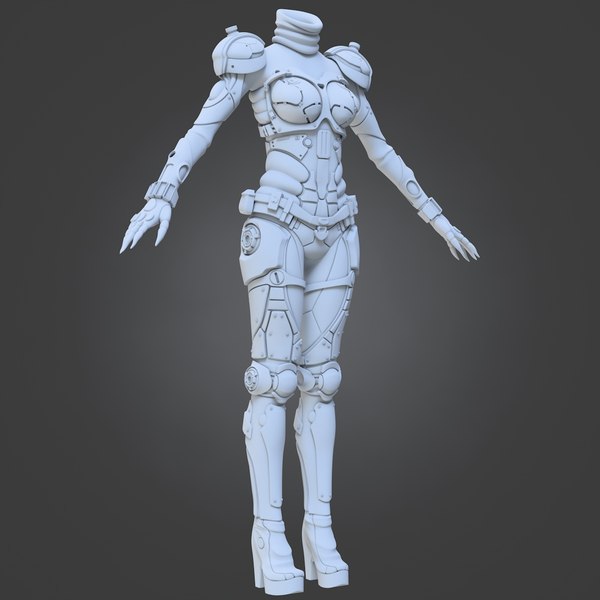 3d model of sci-fi suit female