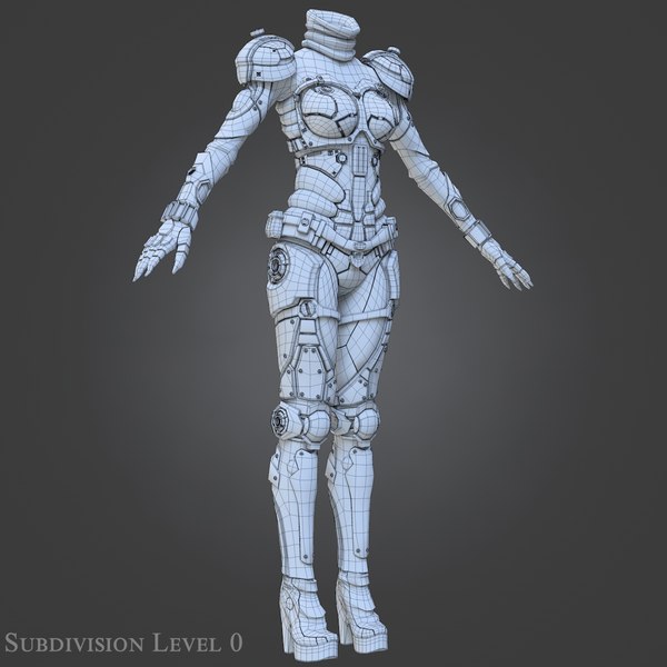 3d model of sci-fi suit female