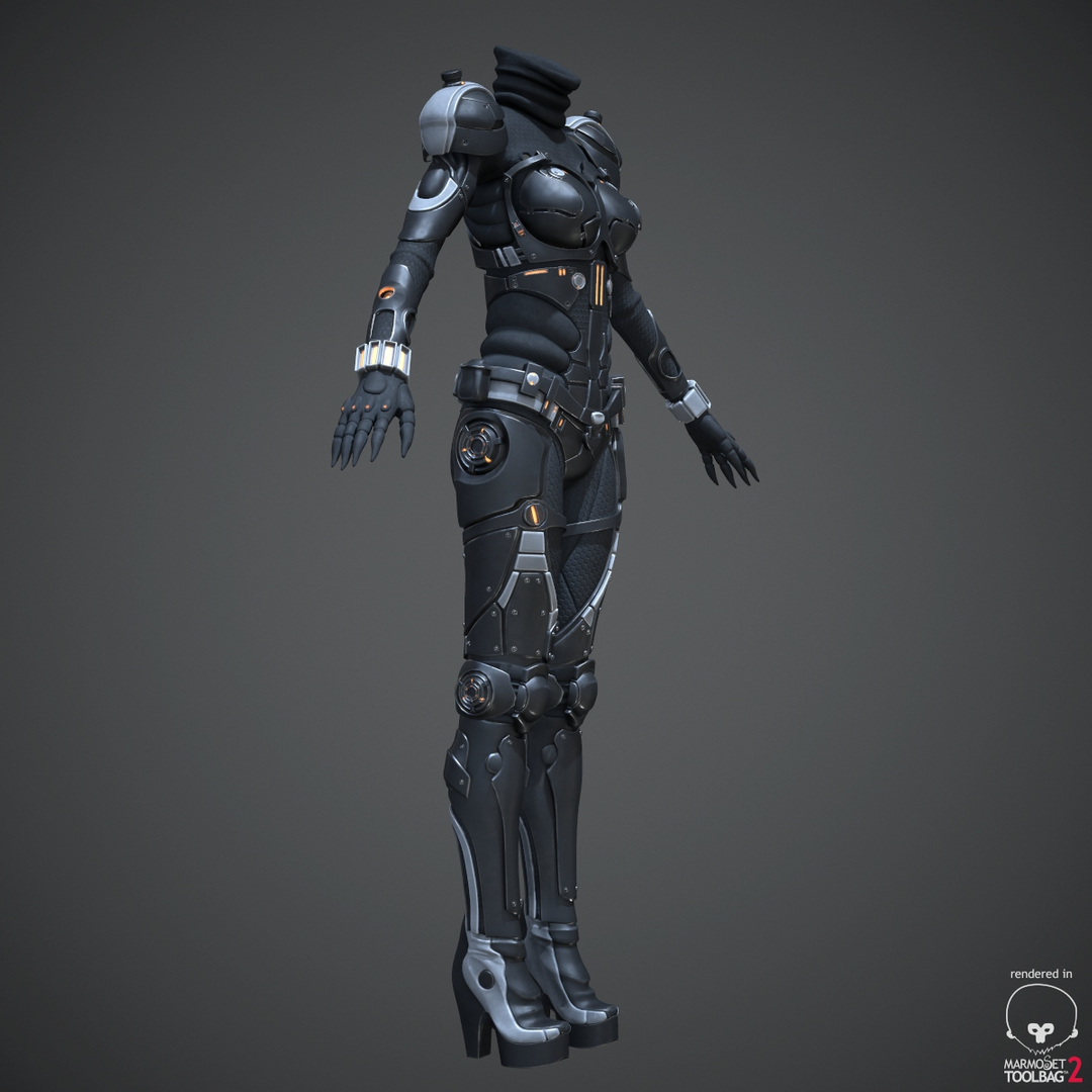 3d model of sci-fi suit female
