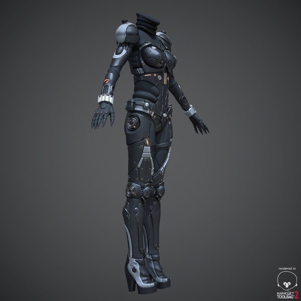 3d model of sci-fi suit female