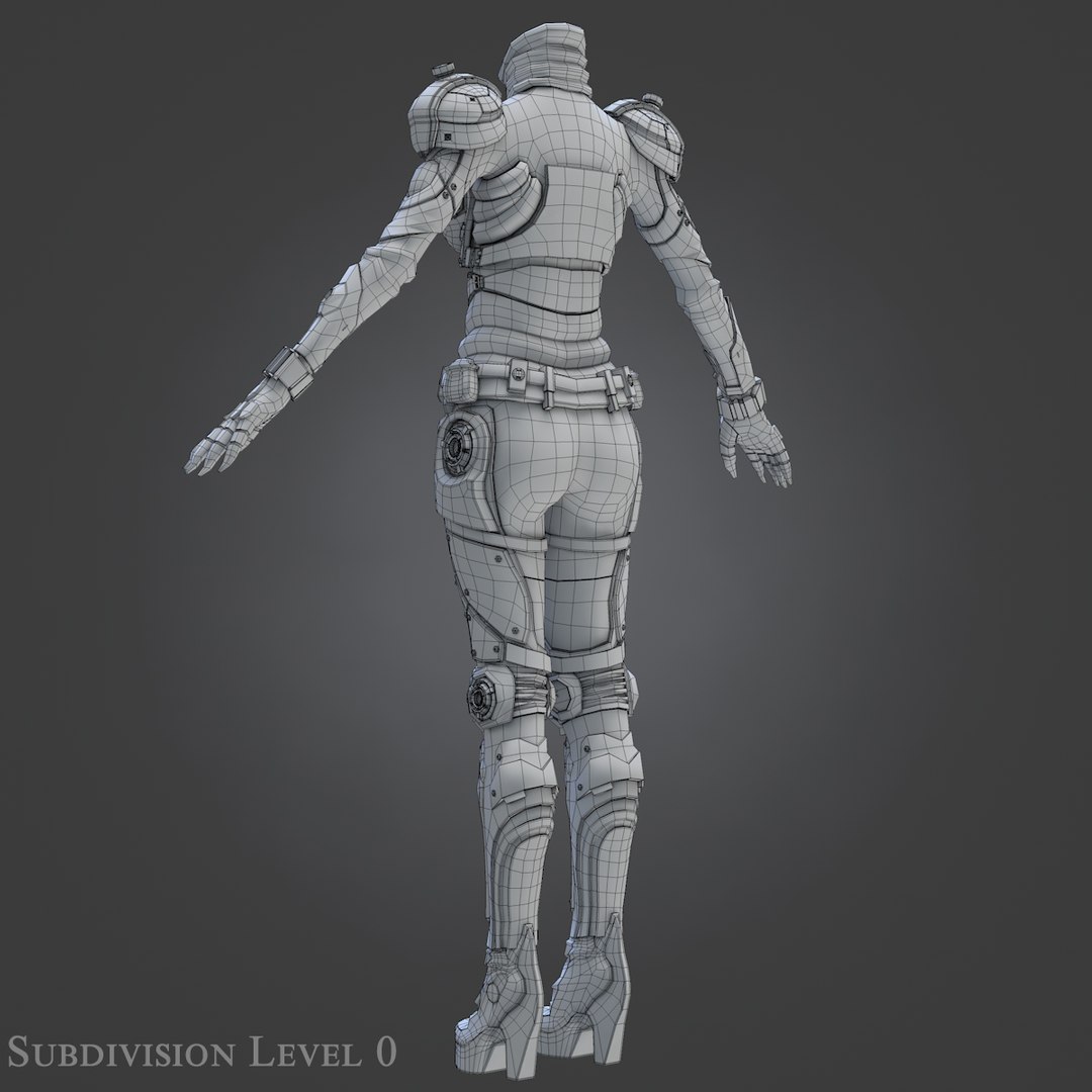 3d model of sci-fi suit female