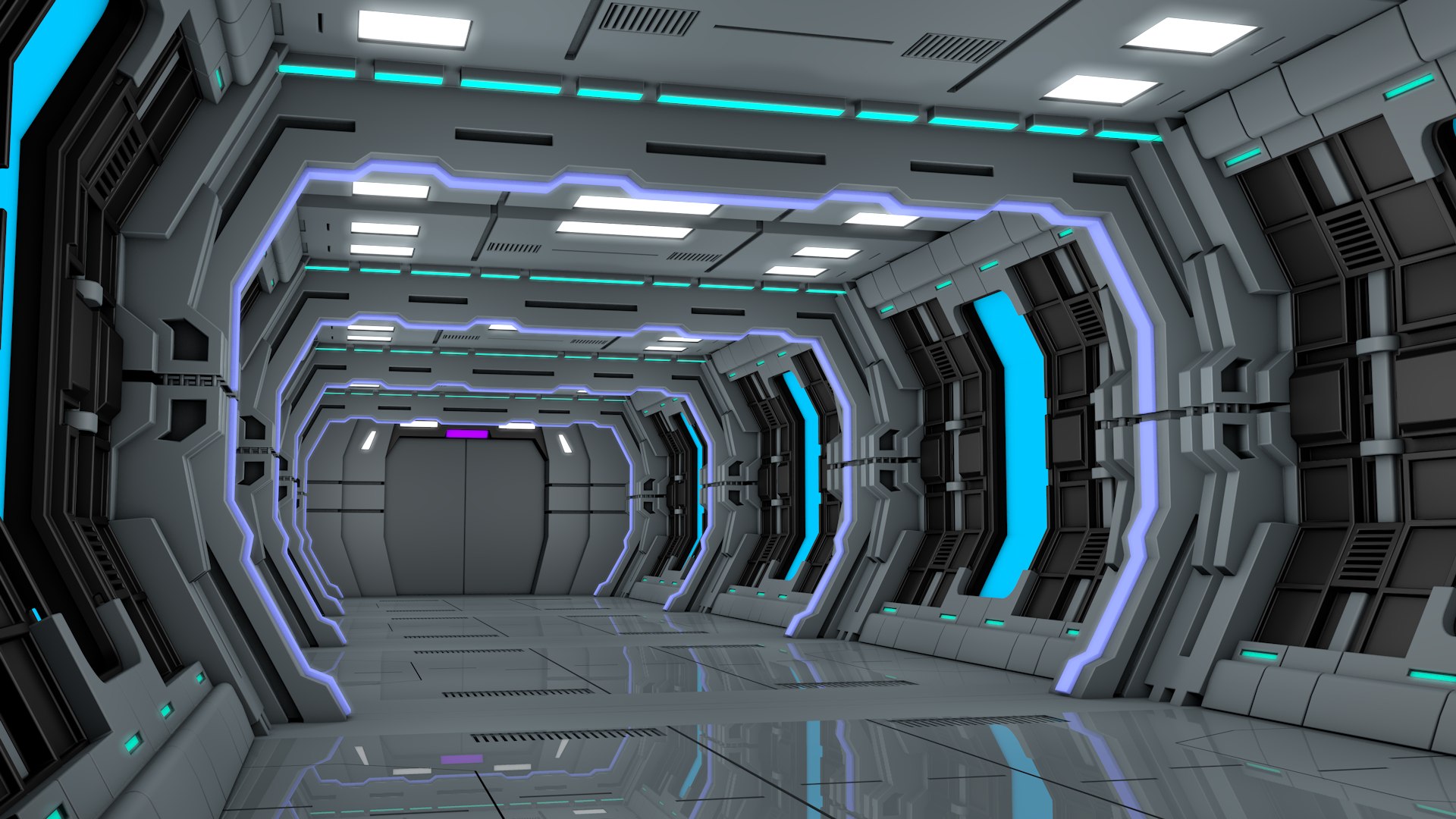 3D Sci Fi Corridor Futuristic - TurboSquid 2517970