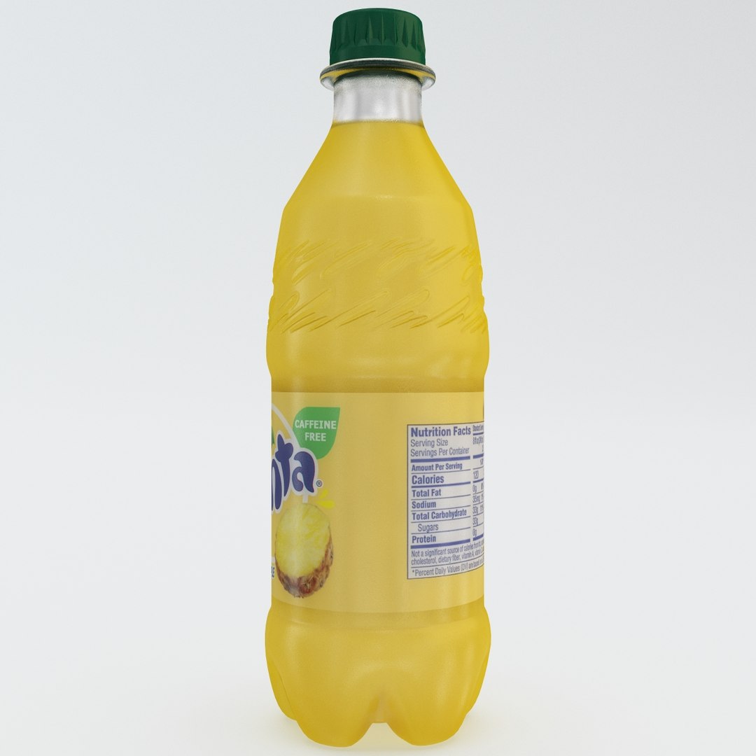 3d Fanta Pineapple Bottle Model