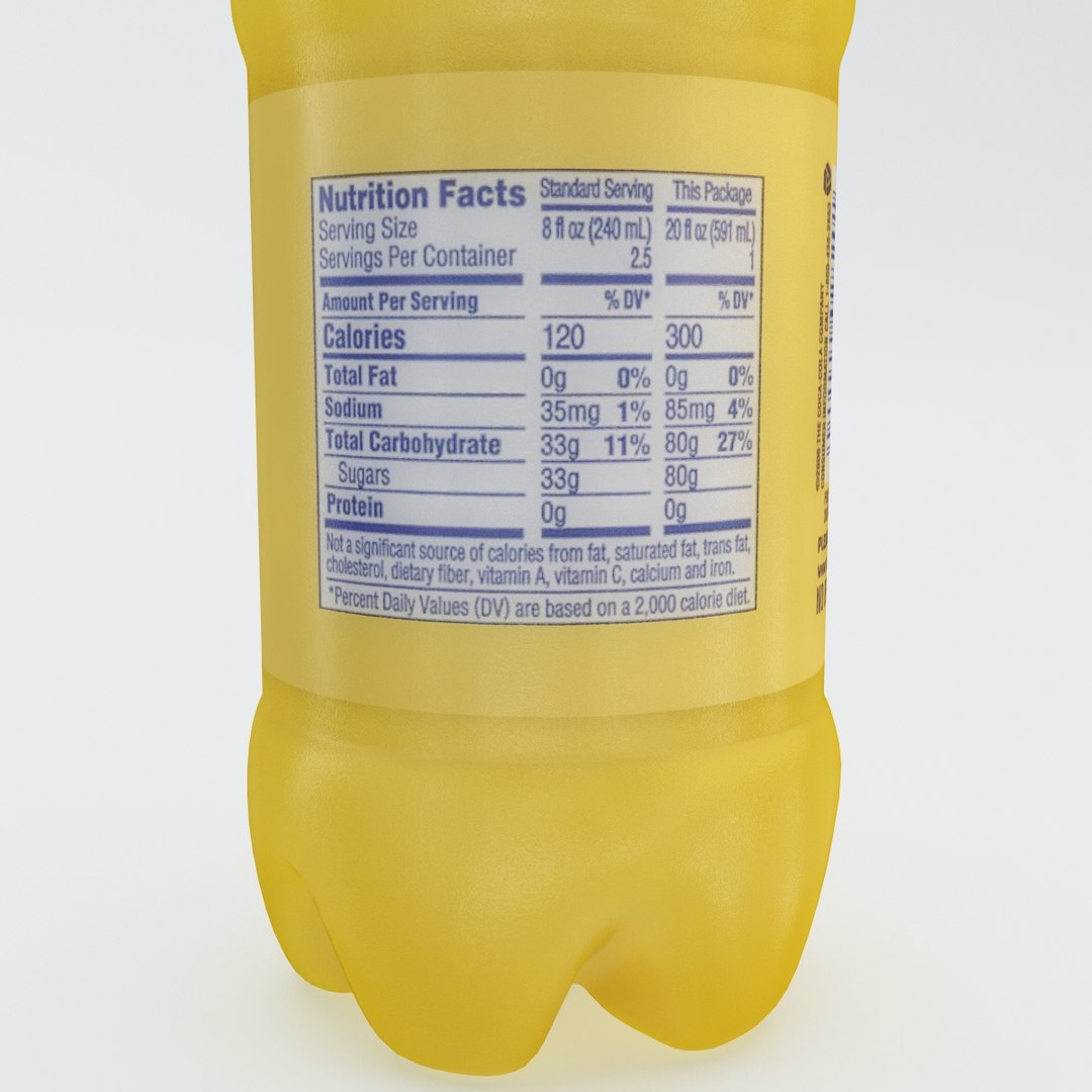 3d fanta pineapple bottle model