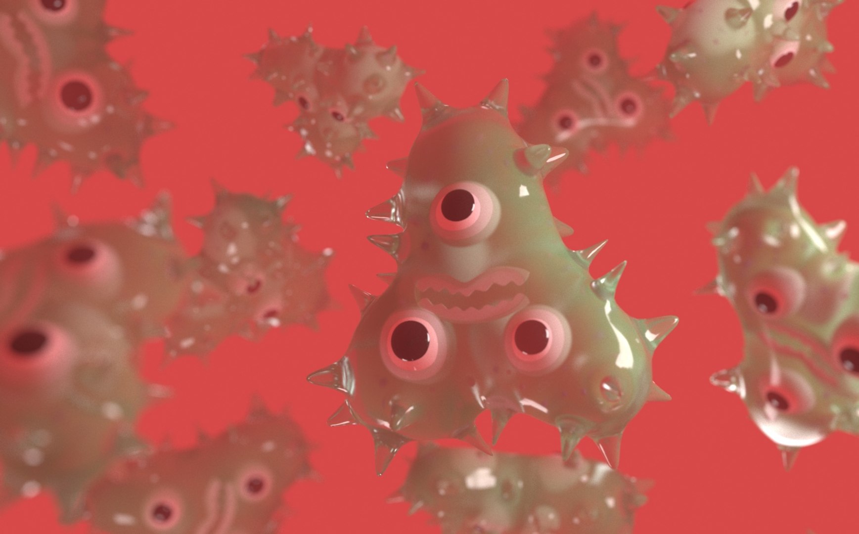 3D Cartoon Bacteria - TurboSquid 1859357