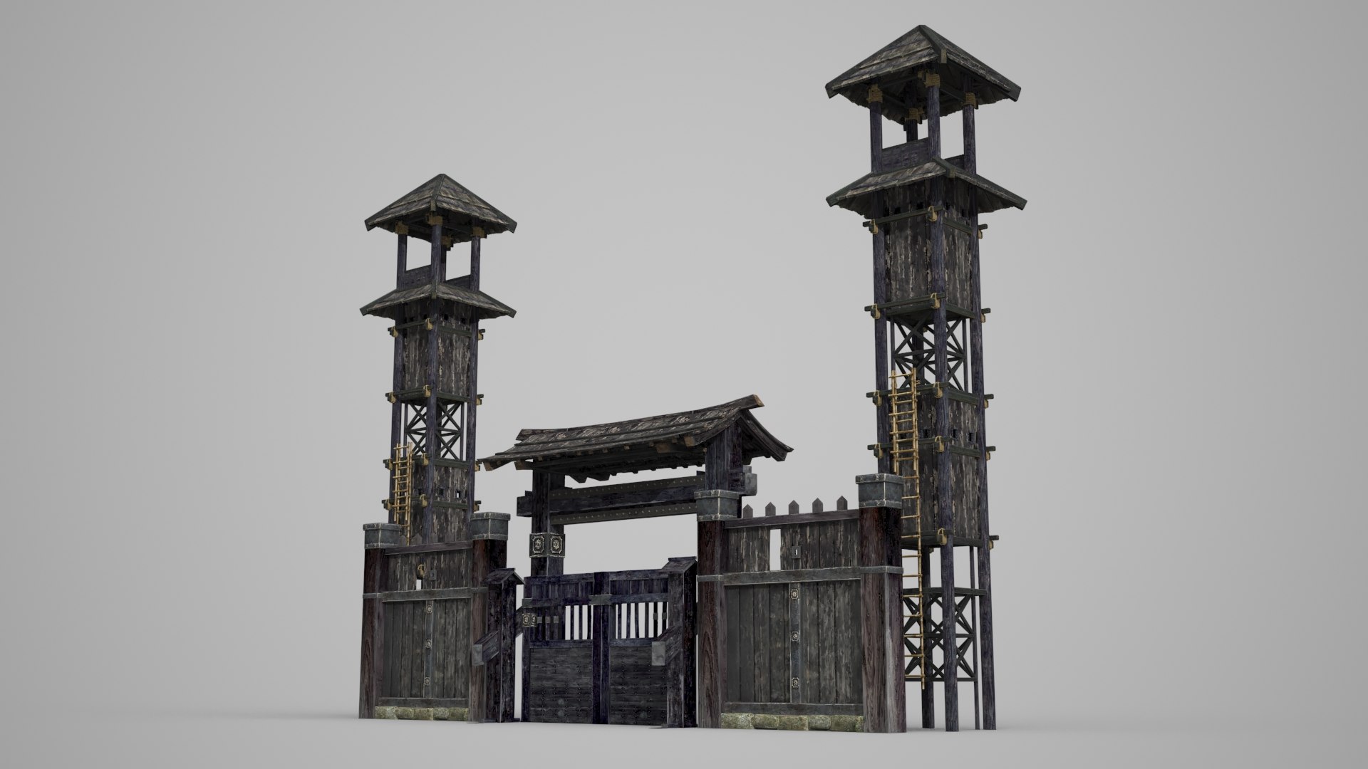 古代アジア建築のゲートガードタワー3Dモデル - TurboSquid 1859395