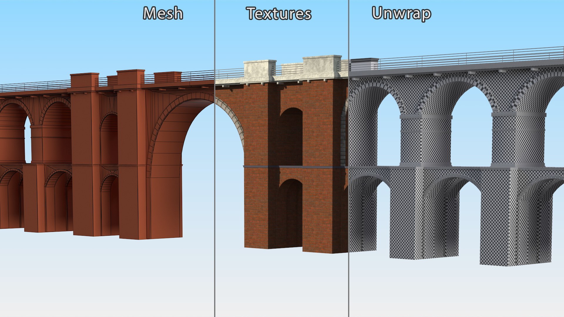 3D Brick Railway Bridge model - TurboSquid 2107325