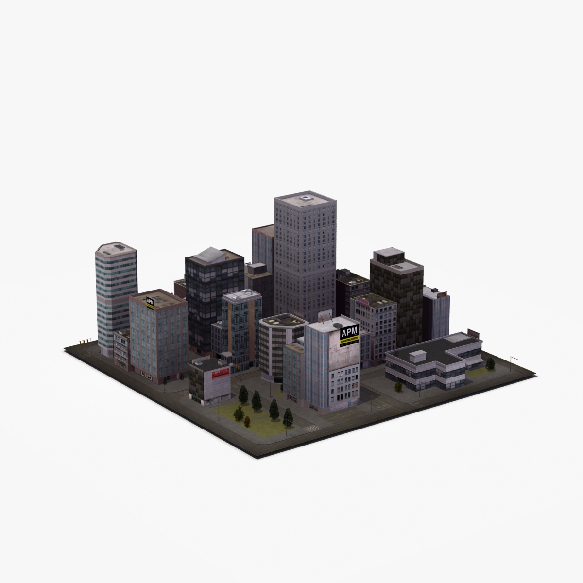 office city block 3d model