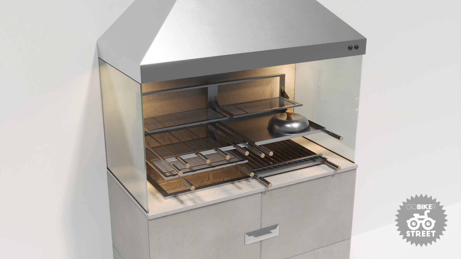 3D BBQ Gourmet Steel Glass Double Grill - TurboSquid 2158516