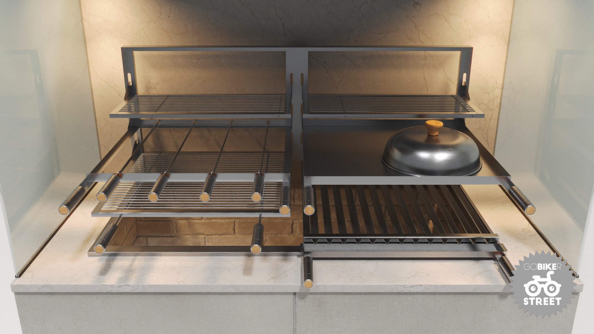 3D BBQ Gourmet Steel Glass Double Grill - TurboSquid 2158516