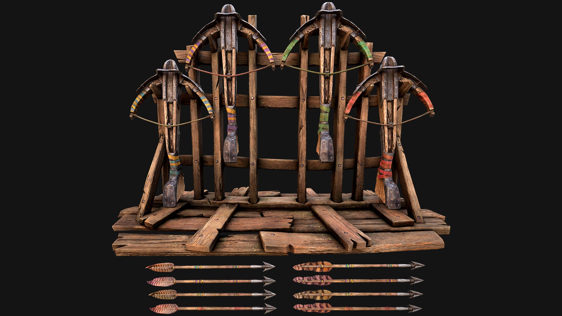 3D Medieval Crossbow Weapon Rack Stand Armory Pack - TurboSquid 2476213