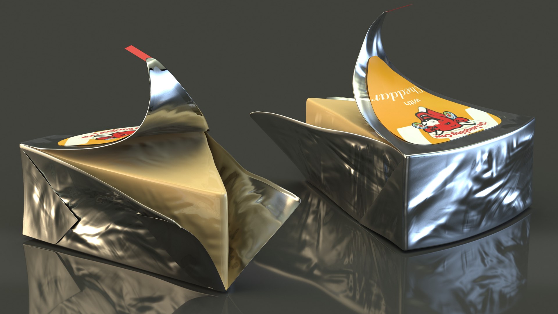 3D Processed Cheese Triangle Laughing Cow Cheddar Open - TurboSquid 2157110