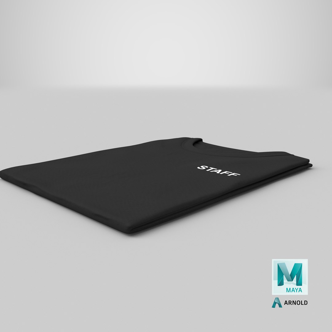 3D Female Crew Neck Folded Black Staff 02 model - TurboSquid 1752902