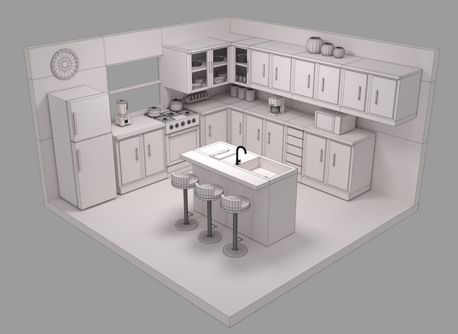 Kitchen Cartoon 3D Model - TurboSquid 1171821