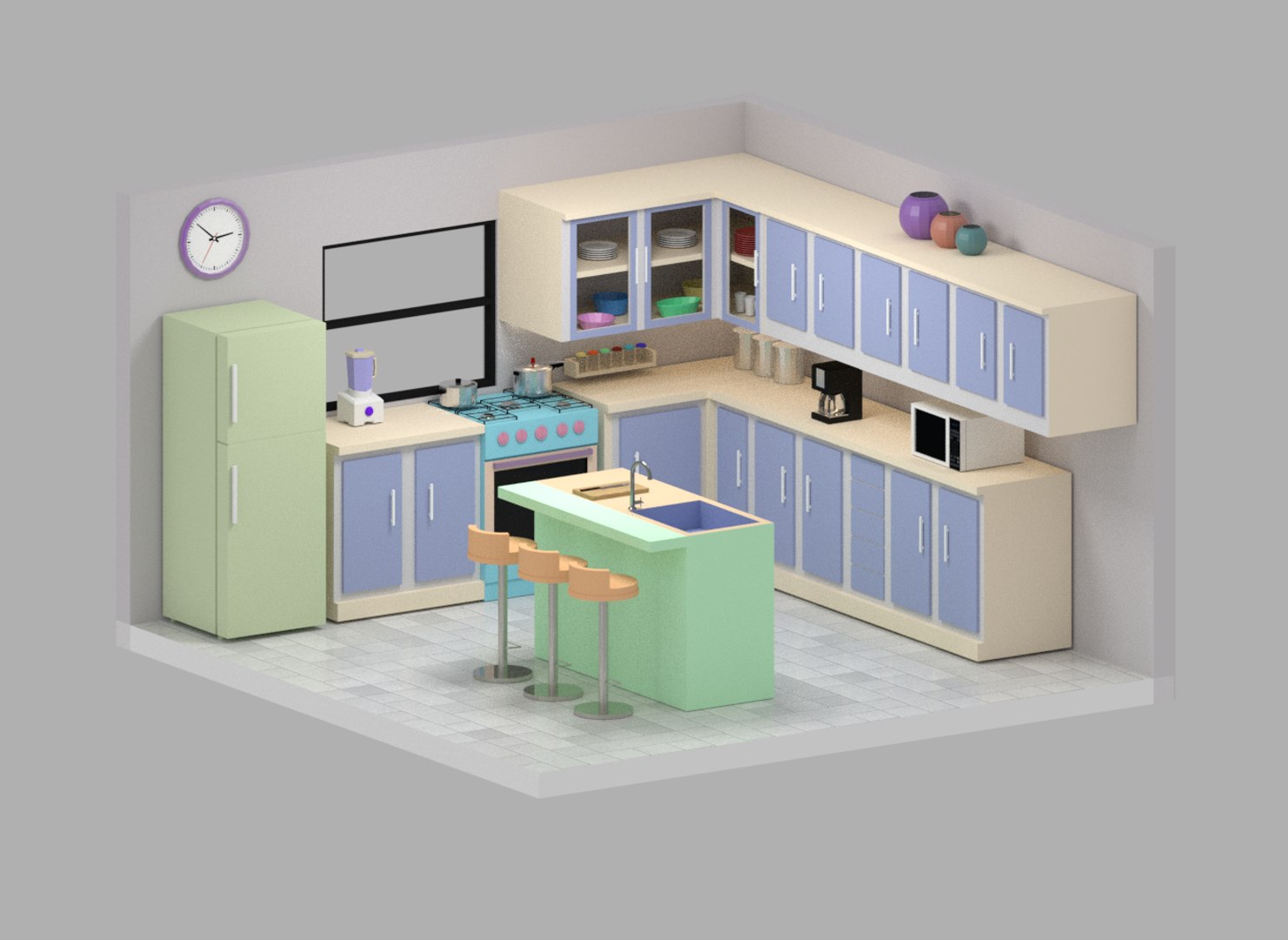 Kitchen Cartoon 3D Model - TurboSquid 1171821