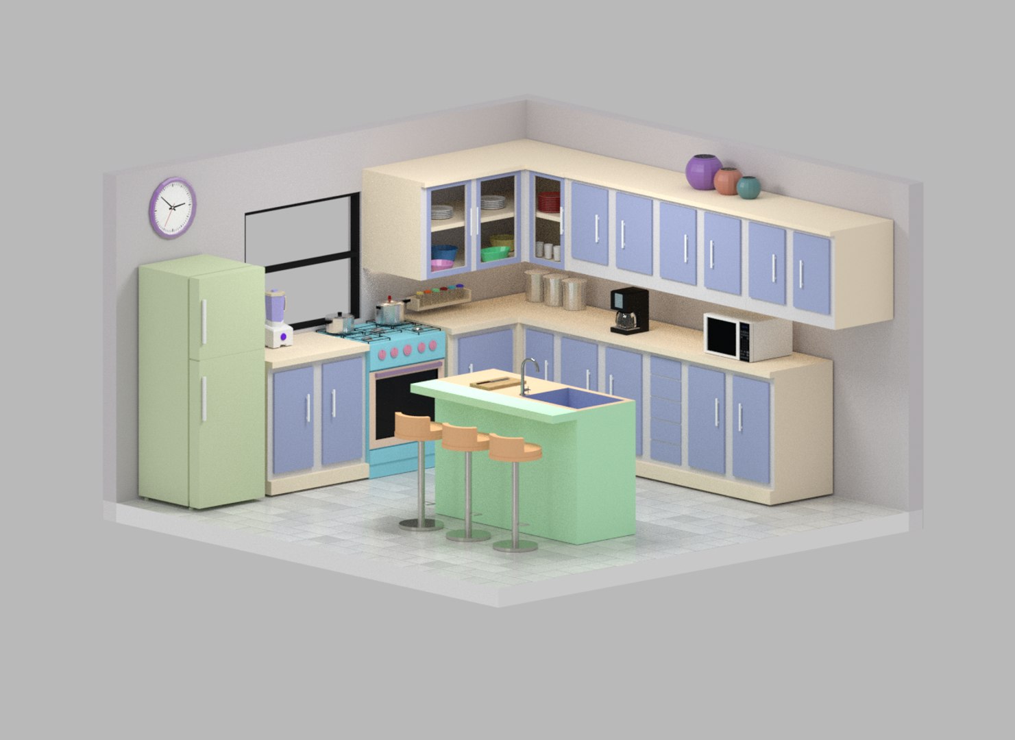 Kitchen Cartoon 3D Model - TurboSquid 1171821