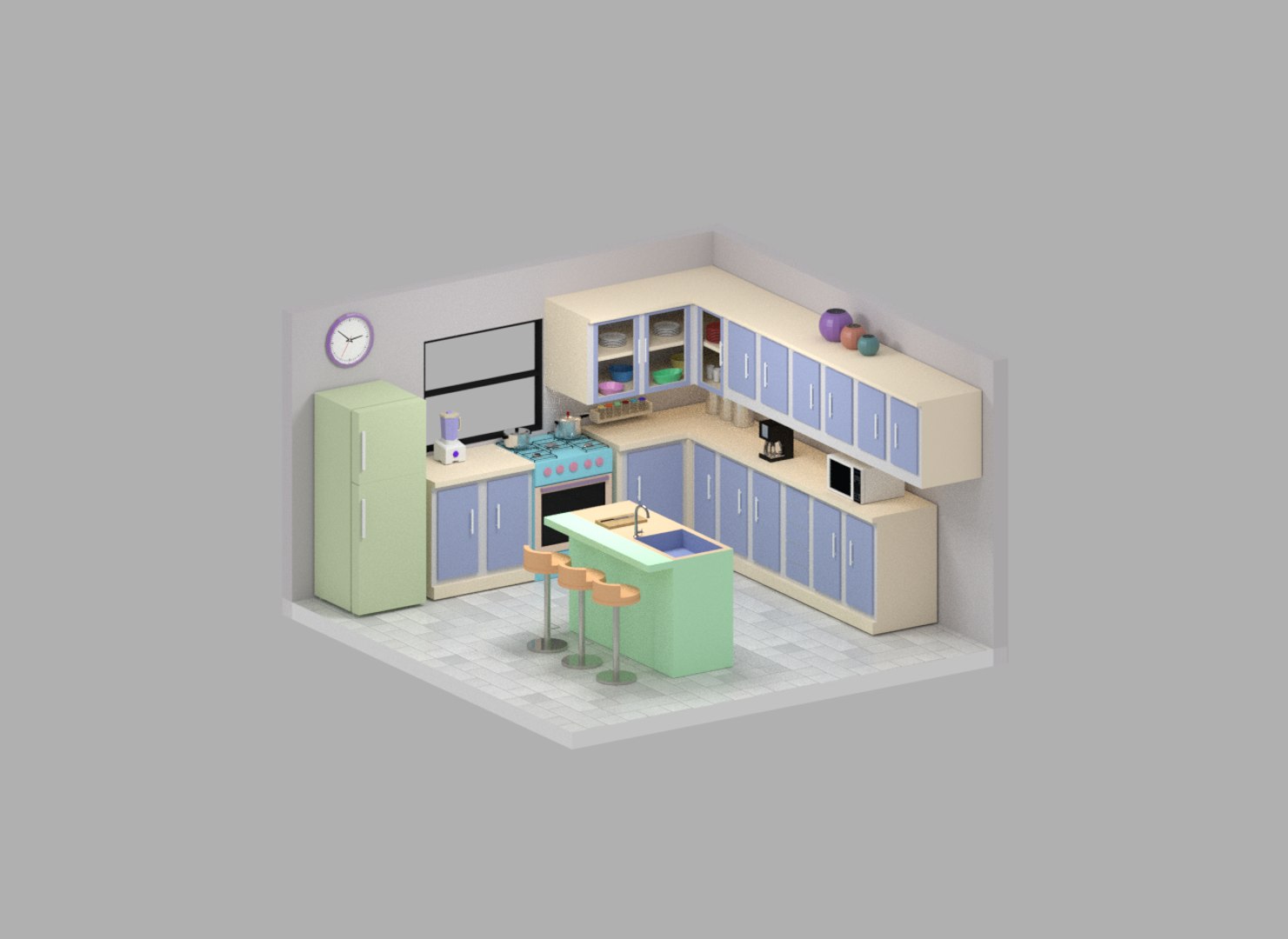 Kitchen Cartoon 3D Model - TurboSquid 1171821