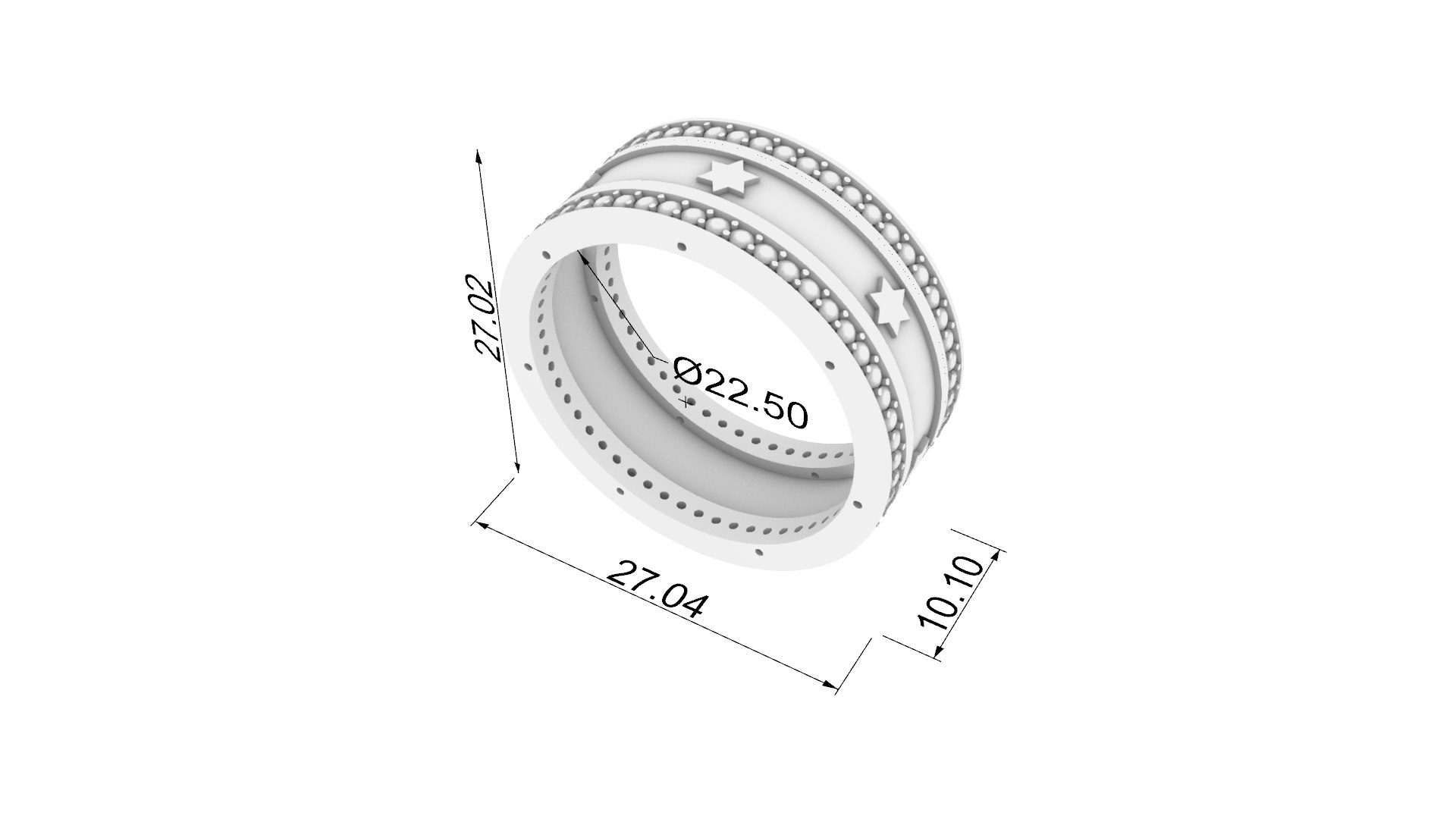 3D Jewish Dual-Tone Enamel Ring JDBCo - TurboSquid 2343520