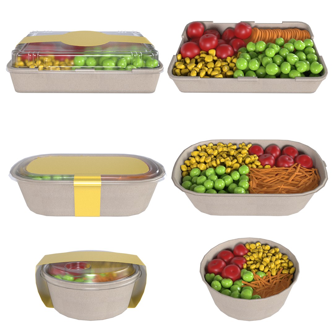 3D Healthy Food Container With Label Model - TurboSquid 2153694