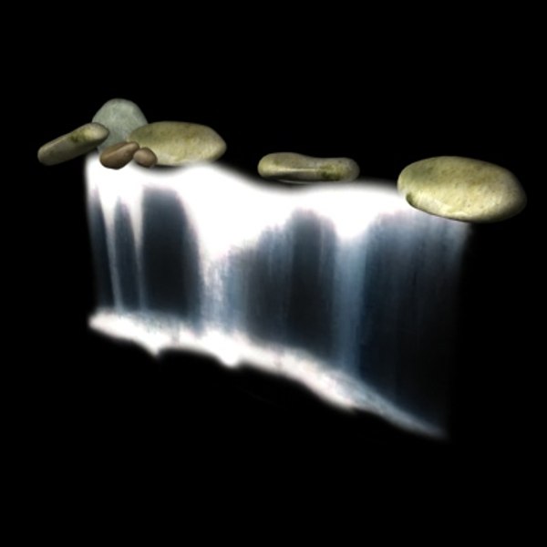waterfall stream stones 3d model